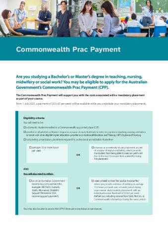 Commonwealth Prac Payment for students - Department of Education, Australian Government